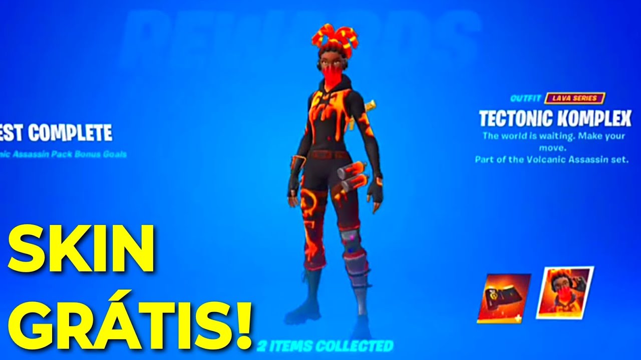 como pegar de graça a Assassina Vulcânica Fortnite free(Tectonic ...