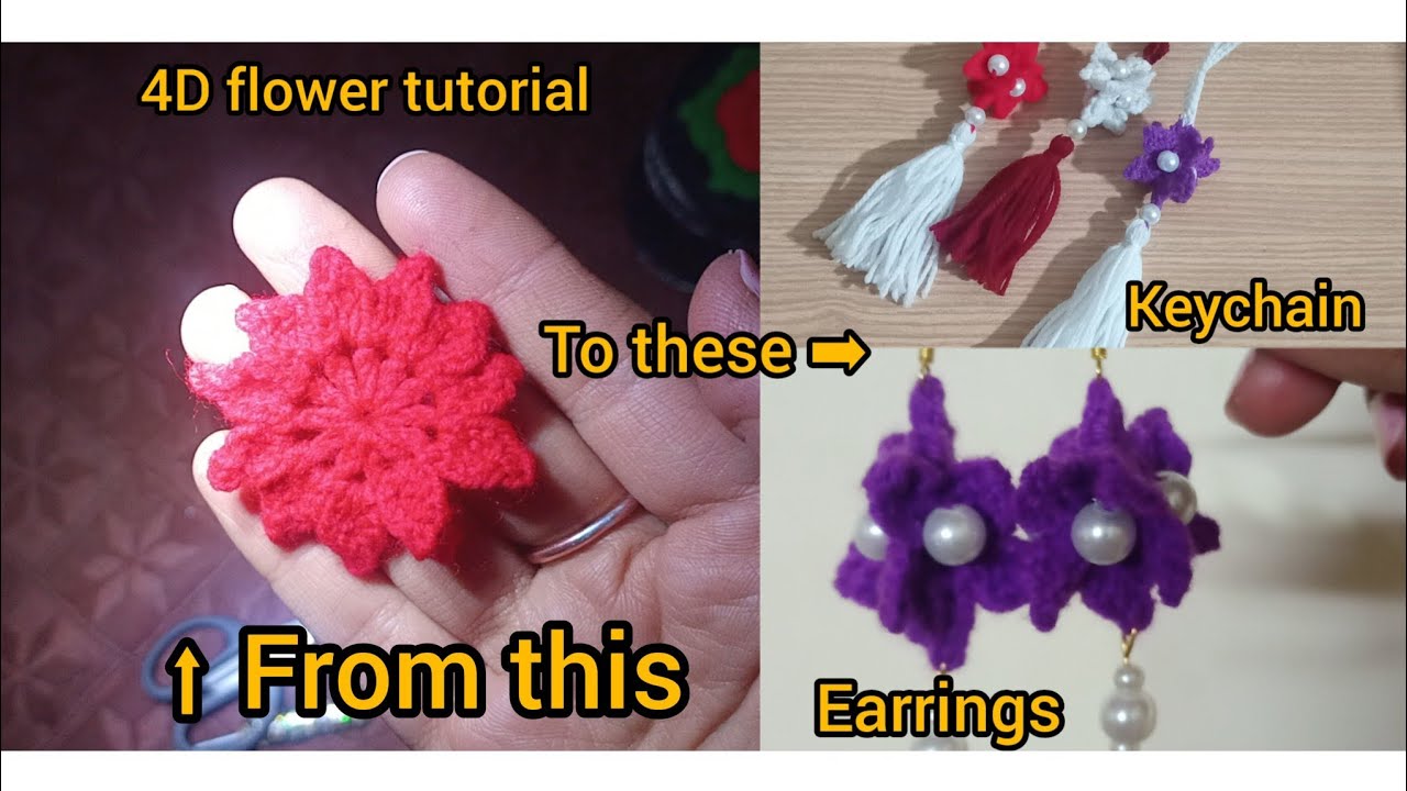 crochet 4d flower tutorial#crochet#beautiful #craft#crochettutorial#4k ...