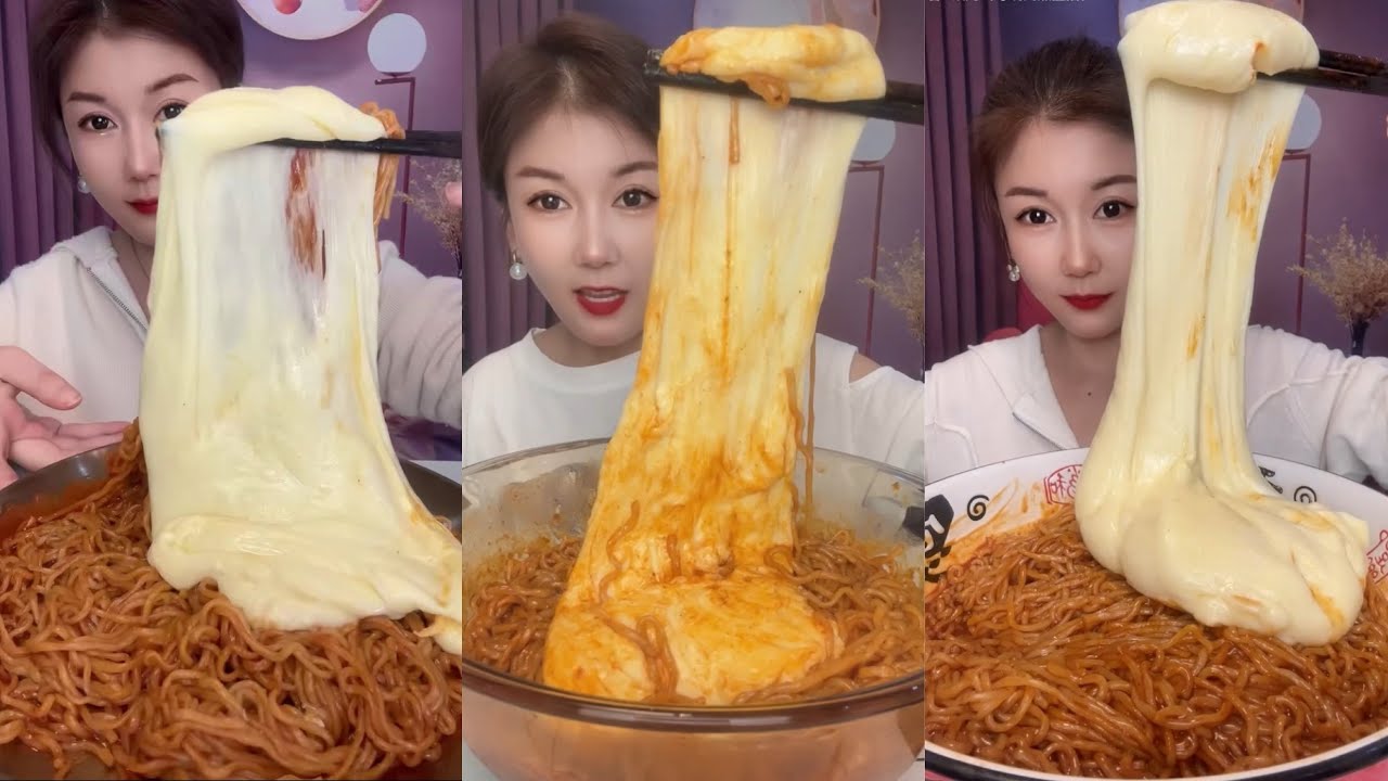 ASMR EATING CHEESE CARBO FIRE NOODLE (chewy sounds) Mukbang Satisfying ...