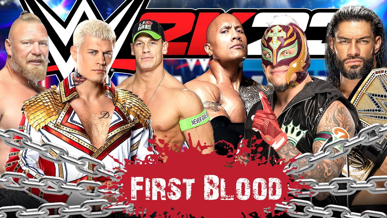 WWE 2K23 - First Blood Match - Brock Lesnar Cody Rhoades John Cena Vs ...