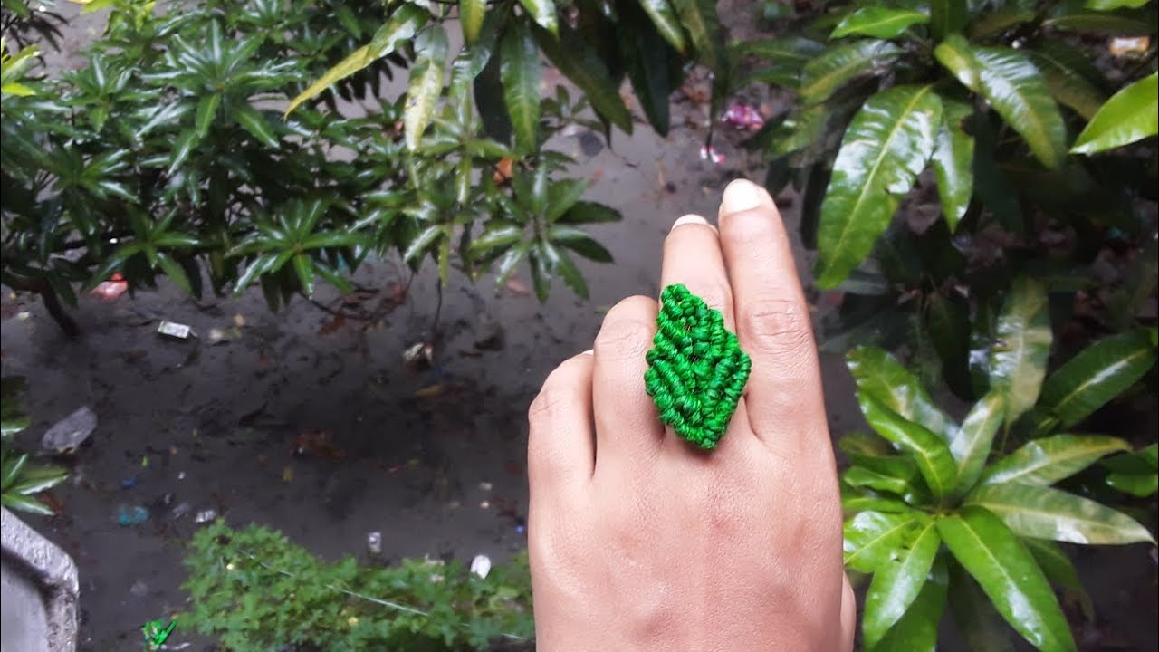 macrame leaf finger ring tutorial.simpel and quick tutorial of macrame ...