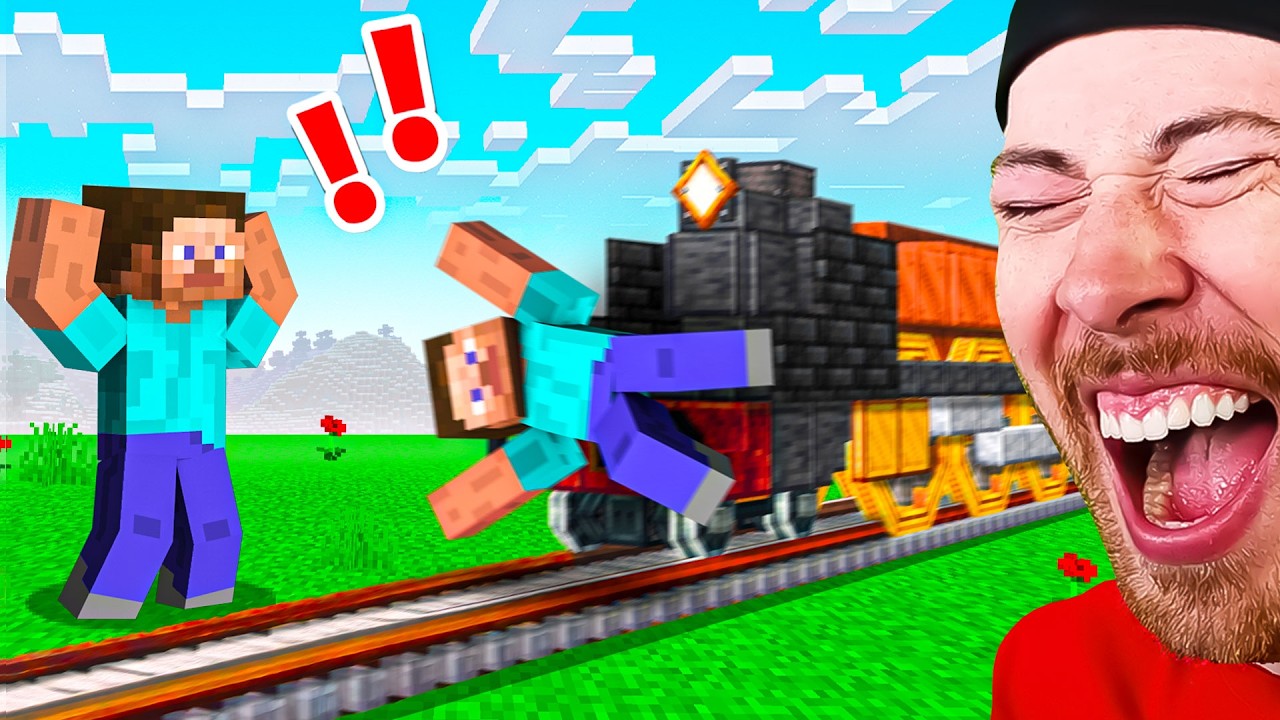 Minecraft Steve VS TRAIN! TRY NOT TO LAUGH - YouTube