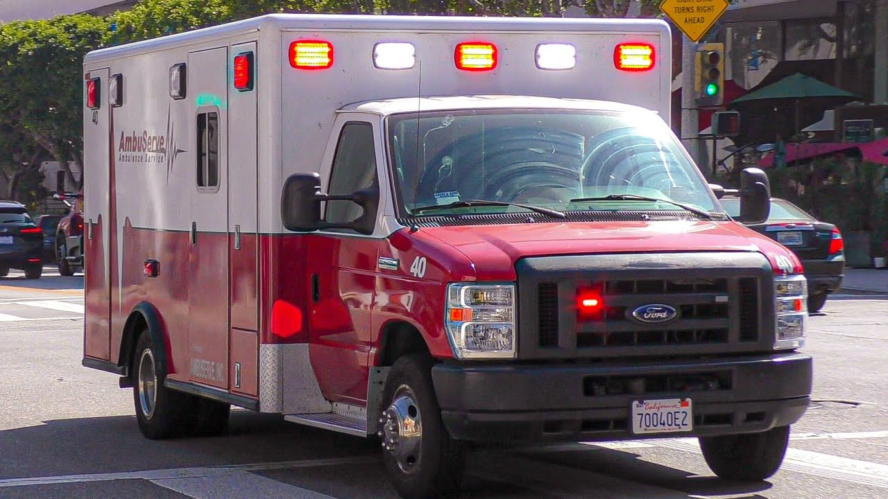 UCLA FD & AmbuServe Ambulance Responding - YouTube