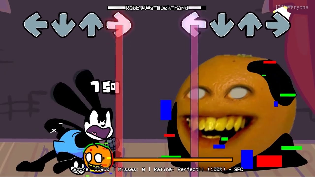 Corrupted Annoying Orange vs Oswald Sings Rabbit's Luck HARD (FNF ...