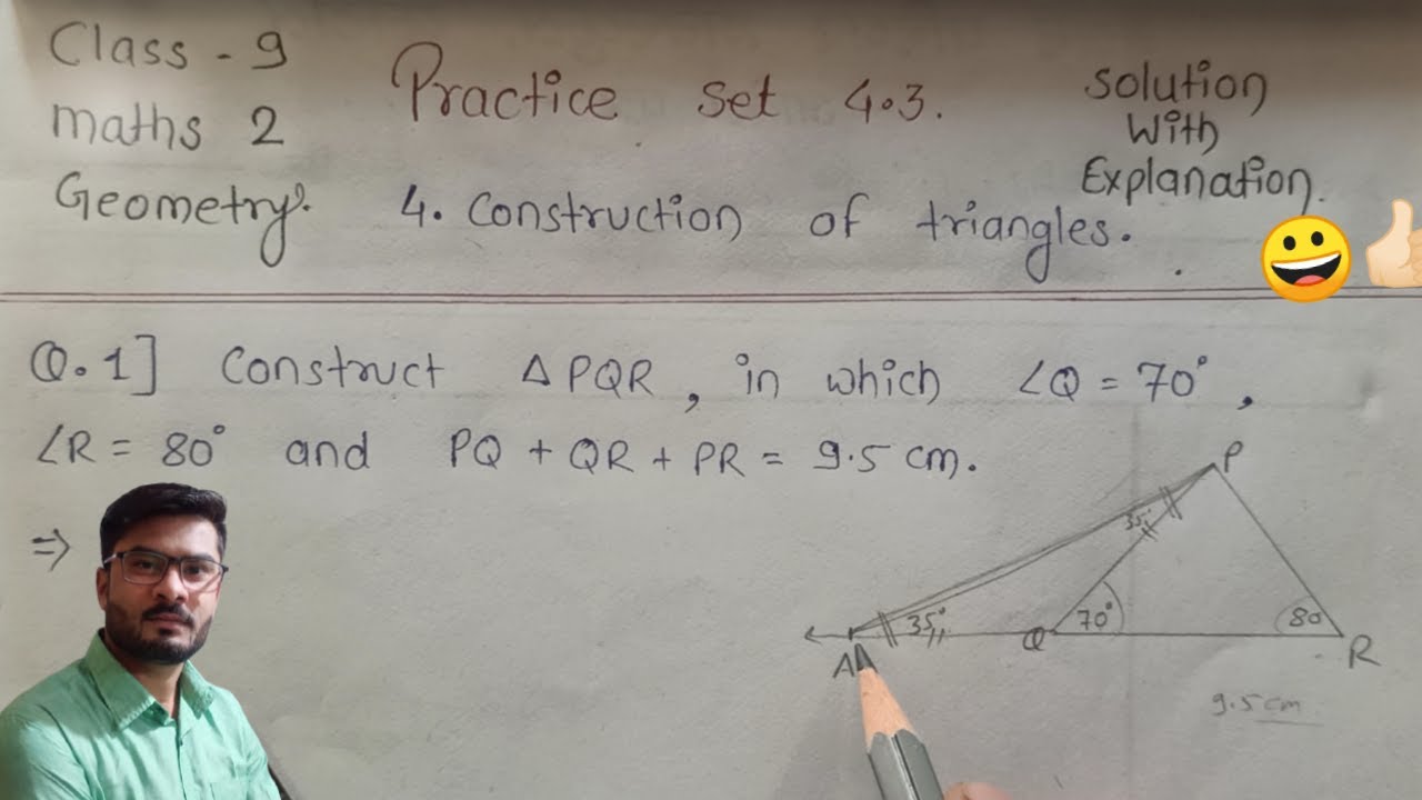Class 9 practice set 4.3 constructions of triangles geometry - YouTube