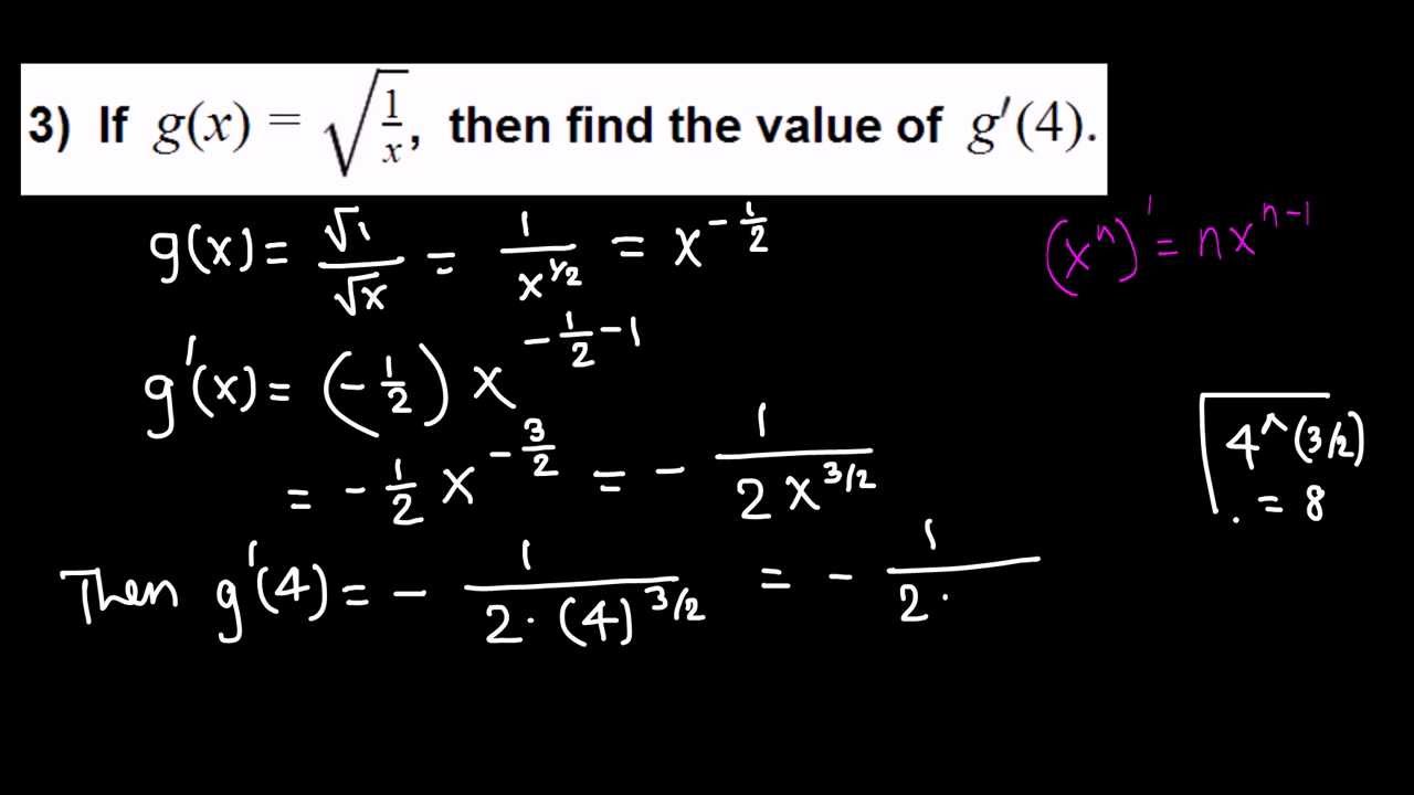 Evaluation of the derivative at a point - YouTube