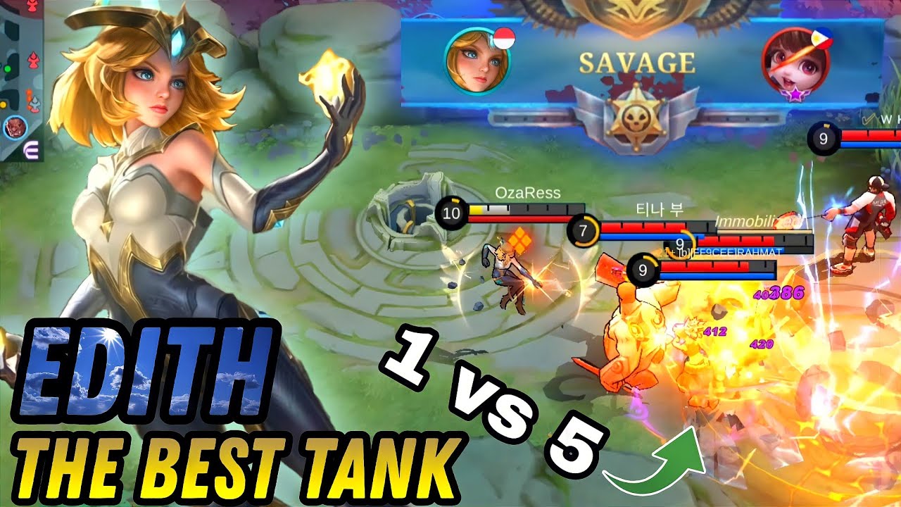 New Hero Edith Invincible Tank 1vs5 SAVAGE - Mobile Legends Bang Bang ...
