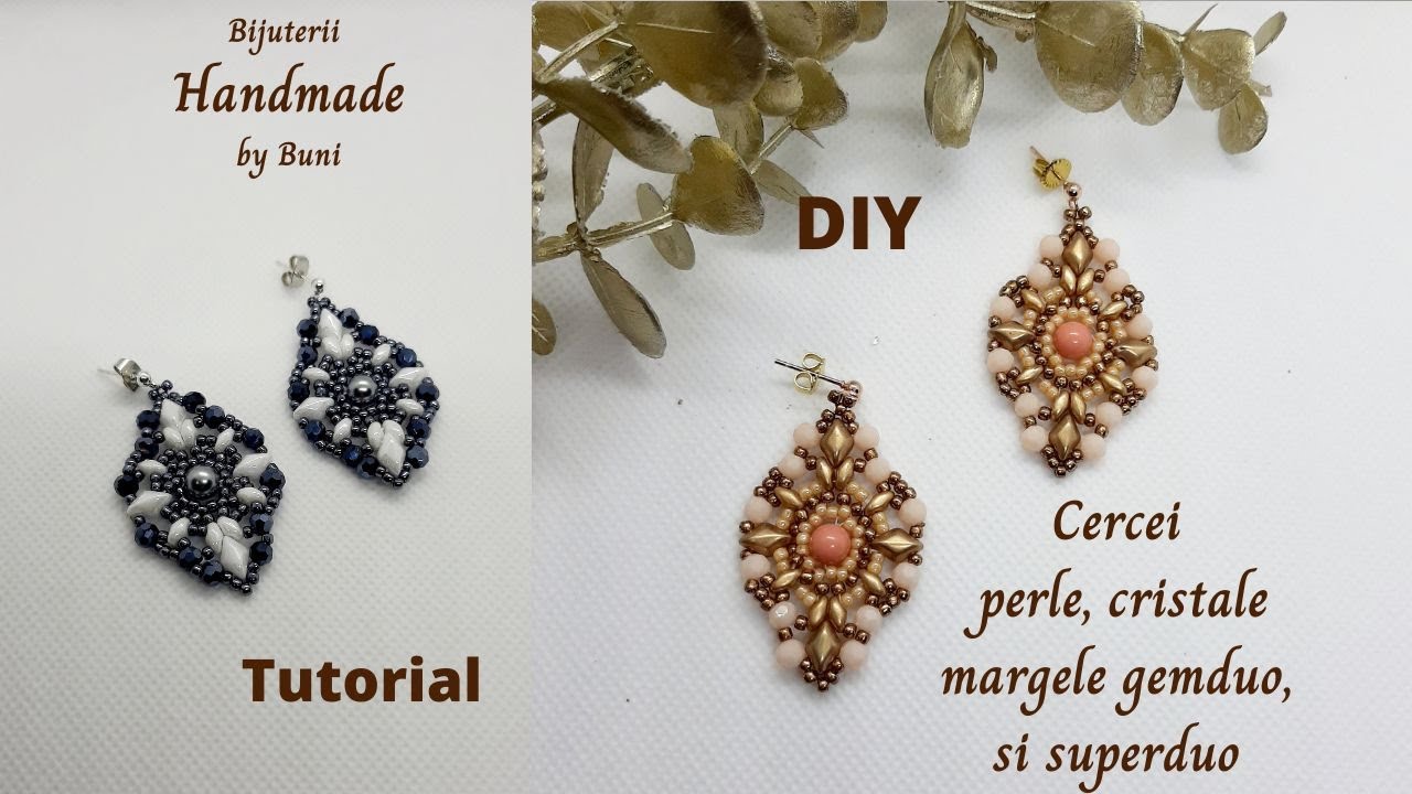 DIY Cercei din perle, margele gemduo si superduo / diy pearls, gemduo ...