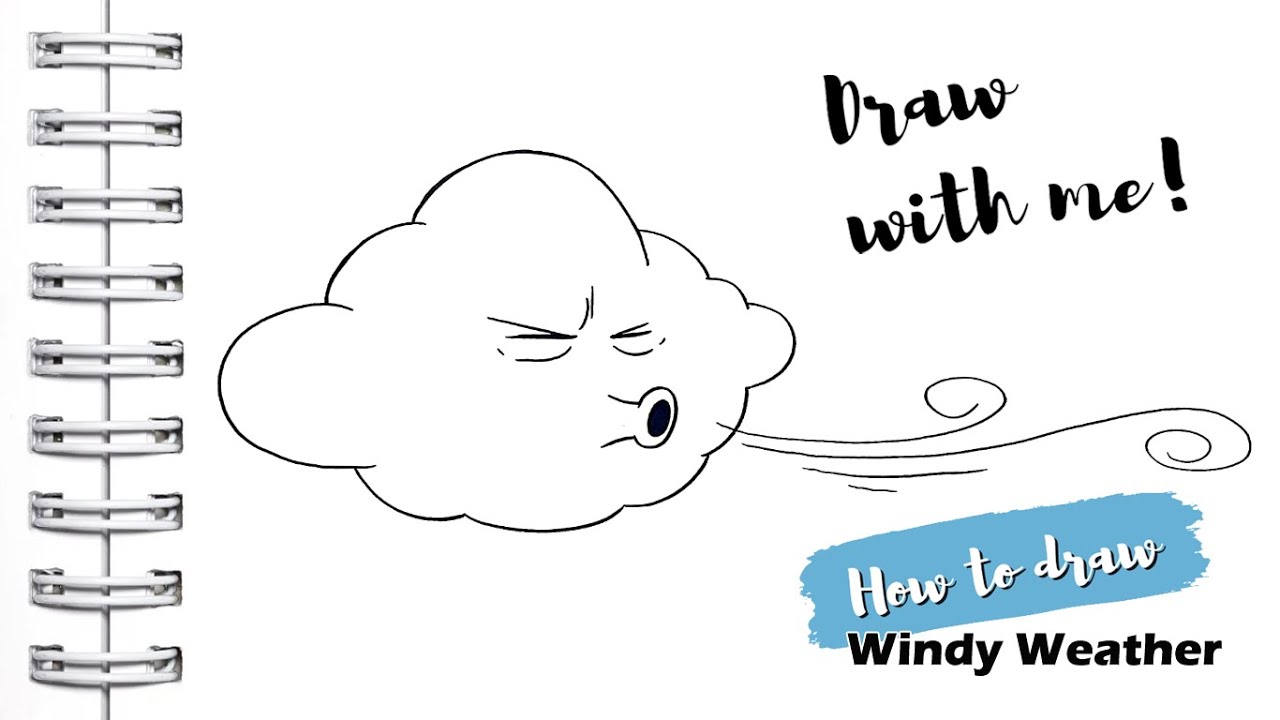 How to draw Windy Weather Cartoon - YouTube