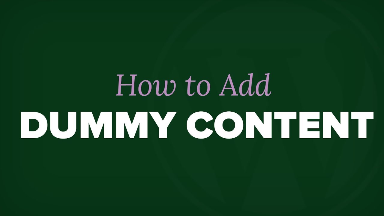How To Add Dummy Content For Theme Development In WordPress YouTube how-to-add-dummy-content-for-theme-development-in-wordpress-youtube