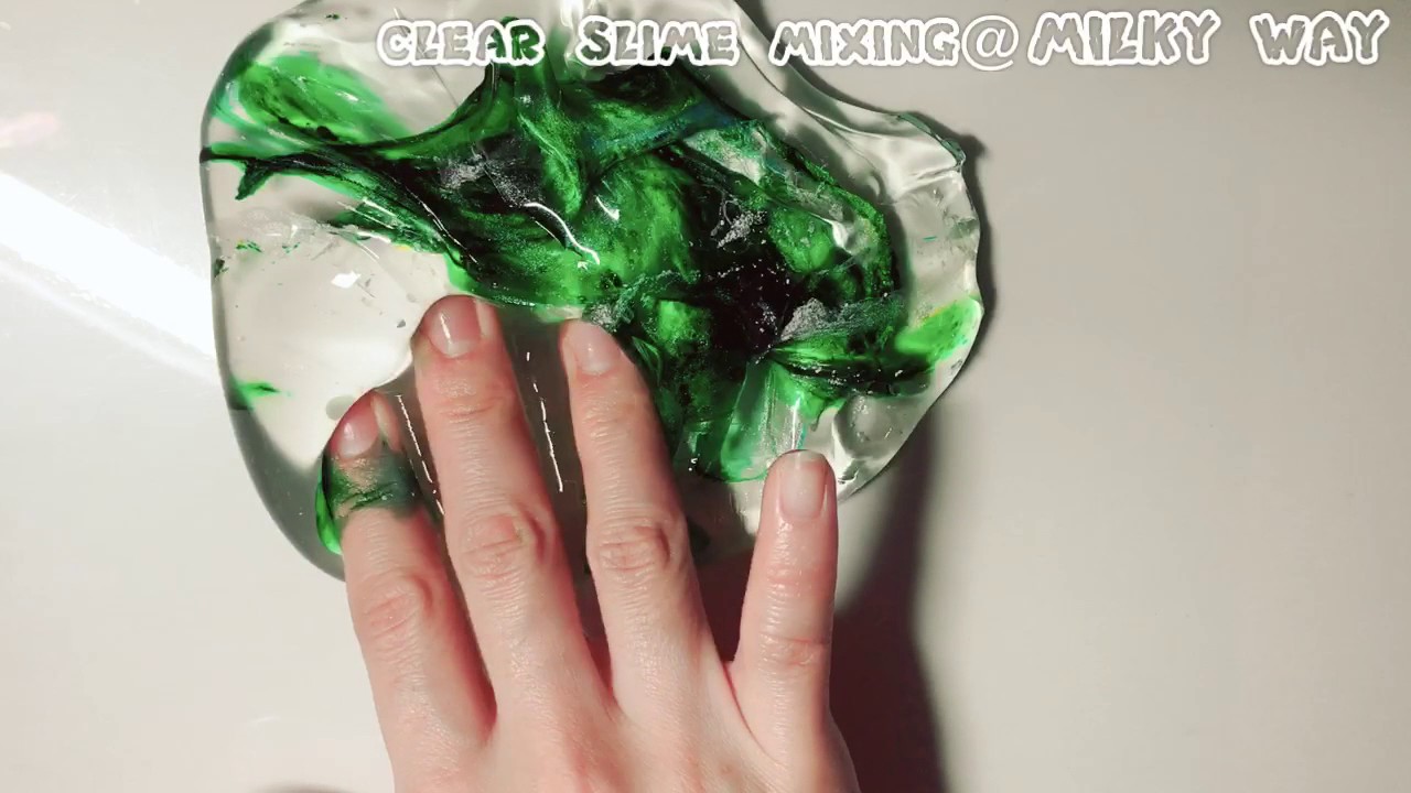clear slime mixing〜green〜 - YouTube