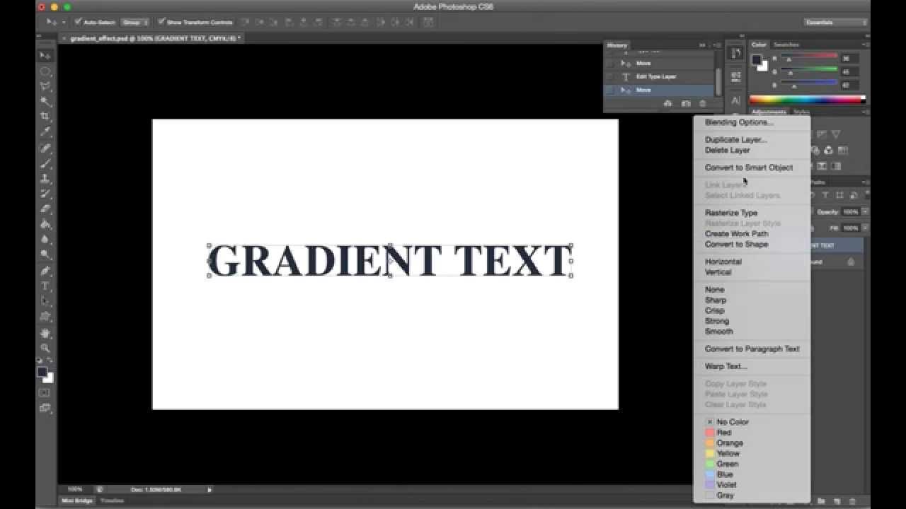 How to add Gradient Effect to Text in Photoshop CS6 (Easy Tutorial) - YouTube
