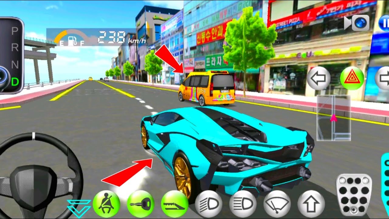 A yellow car passes at a speed of 238 km per hour || 3D Driving Class ...