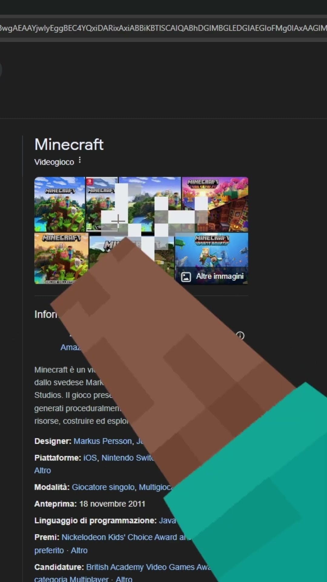 Minecraft Easter Egg in Google Chrome - Easter Egg di Minecraft in Google Chrome - YouTube