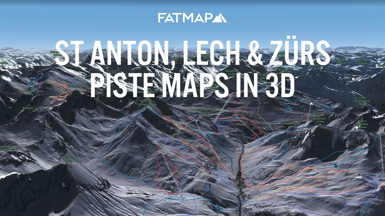St Anton, Lech & Zürs 3D Ski Map - Pistes, Freeride & Ski-Touring ...