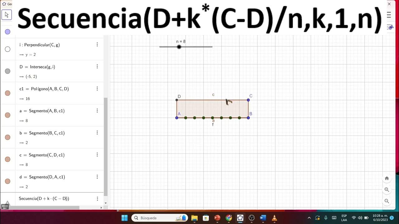 Tutorial GeoGebra, Fracción Rectángulo, comando Secuencia - YouTube