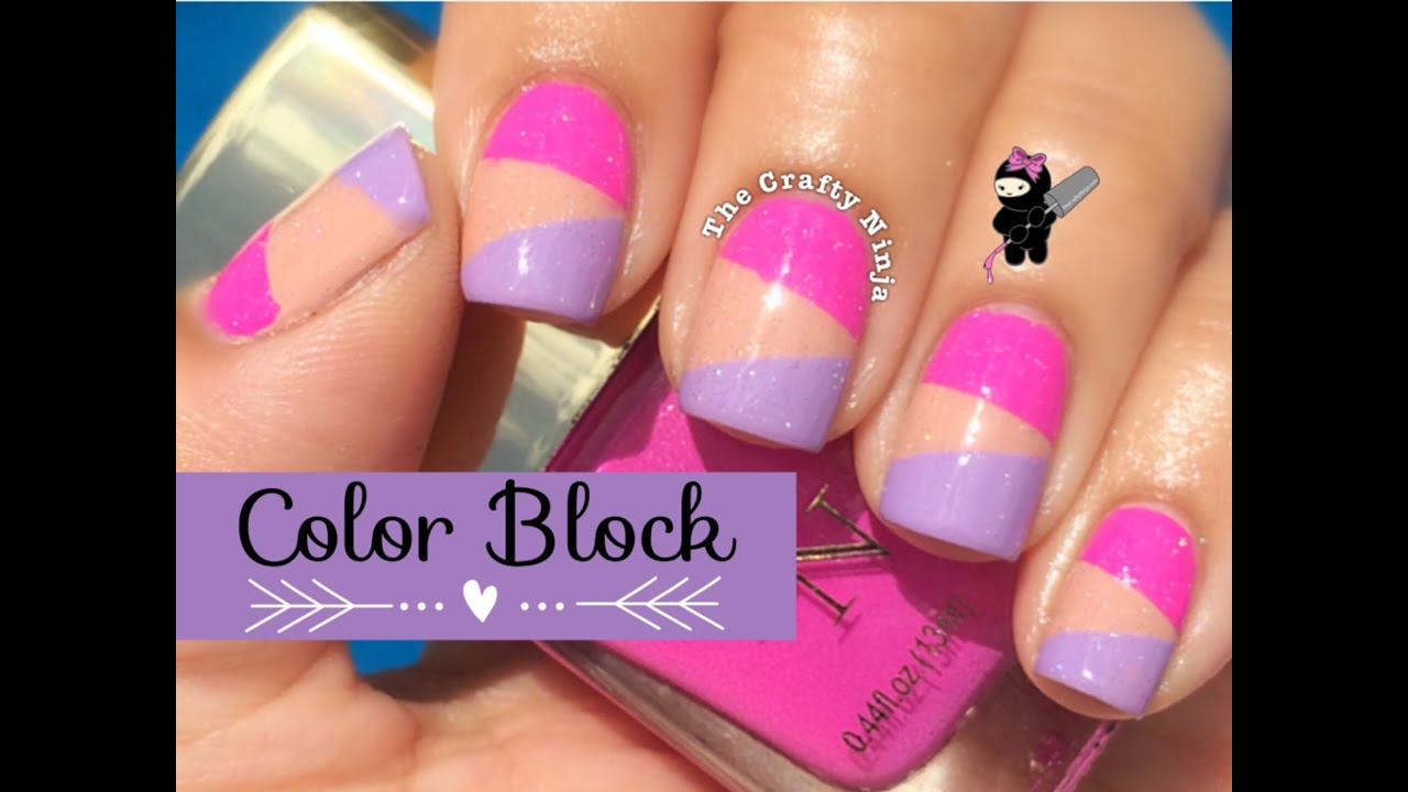 Color Block Nail Art by The Crafty Ninja - YouTube