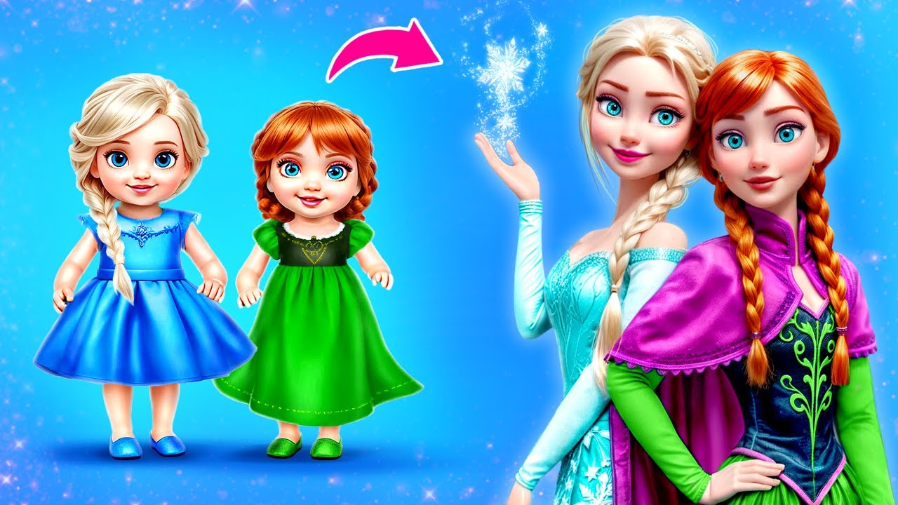 Frozen Sisters: Elsa and Anna Growing Up! Magical DIYs for Dolls - YouTube