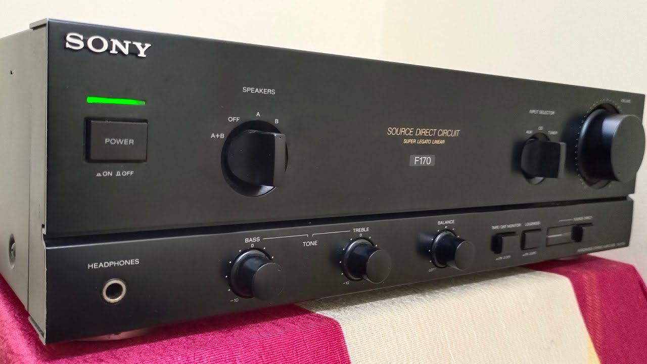 Sony stereo amplifier F170 SOURCE DIRECT CIRCUT 30+30 watt 8 ohms - YouTube