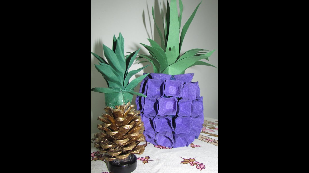 DIY Egg Carton Craft- Pineapple!!! - YouTube