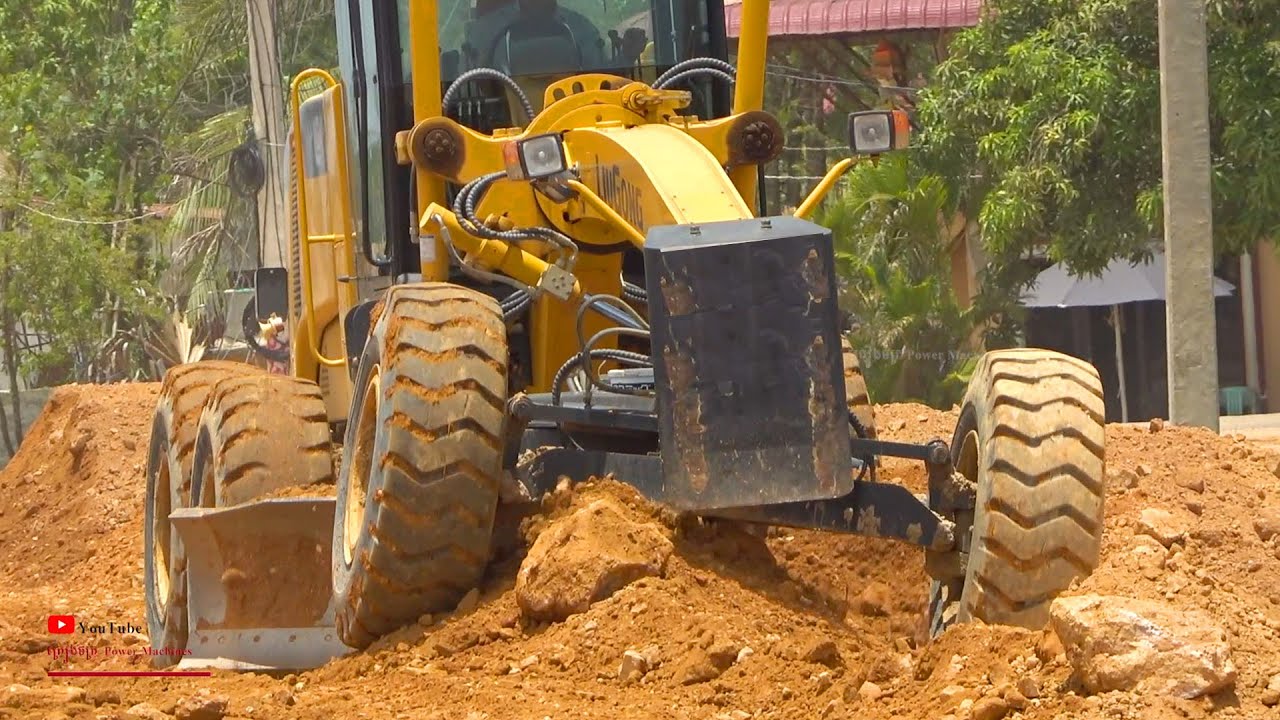 Construction Motor Grader Equipment Powerful Machinery Working On New ...