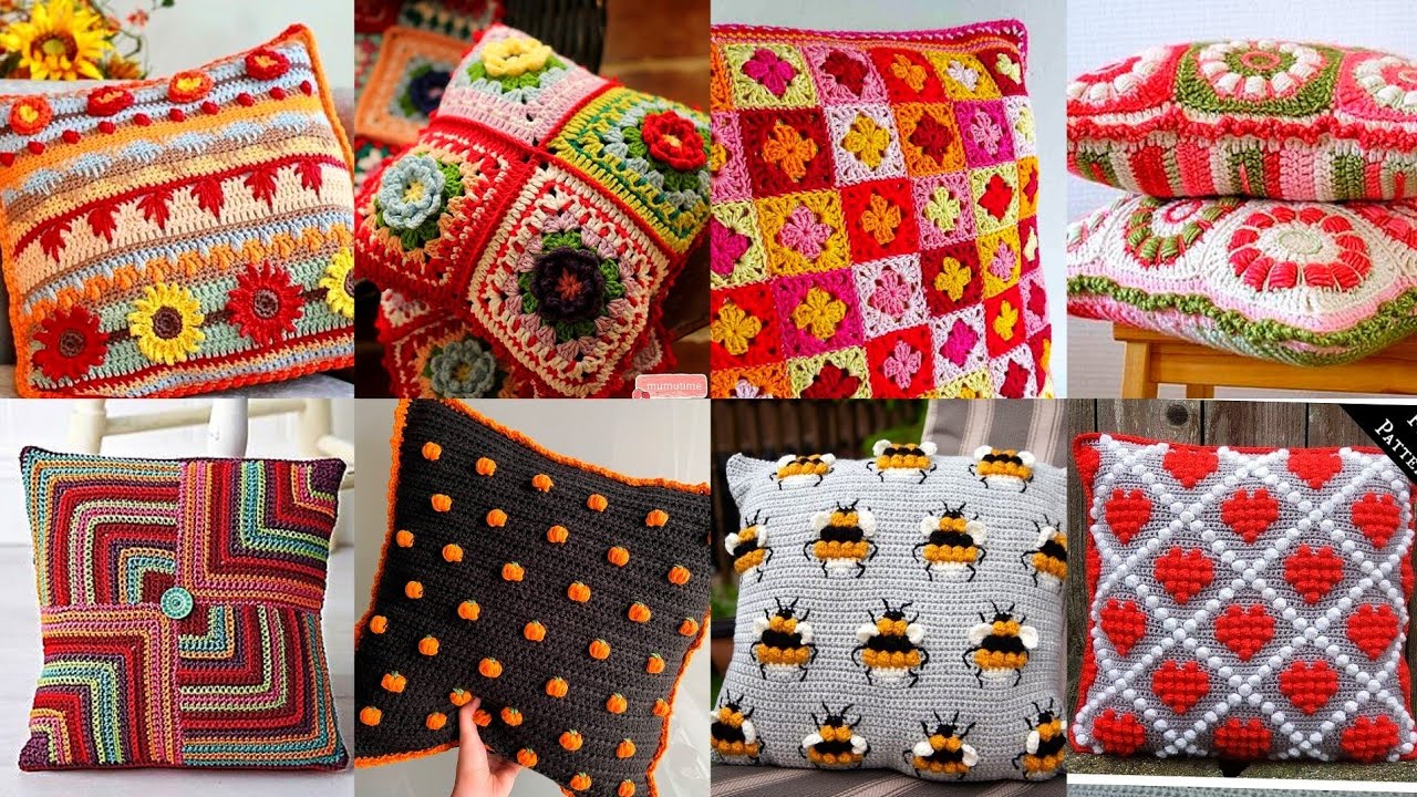 Top Stylish free Crochet Cushion Covers patterns Solid color eassy free ...