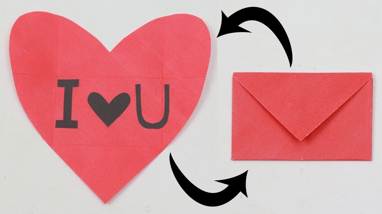 DIY Heart Shape Secret Message Card Envelope - Very Easy to Make ...