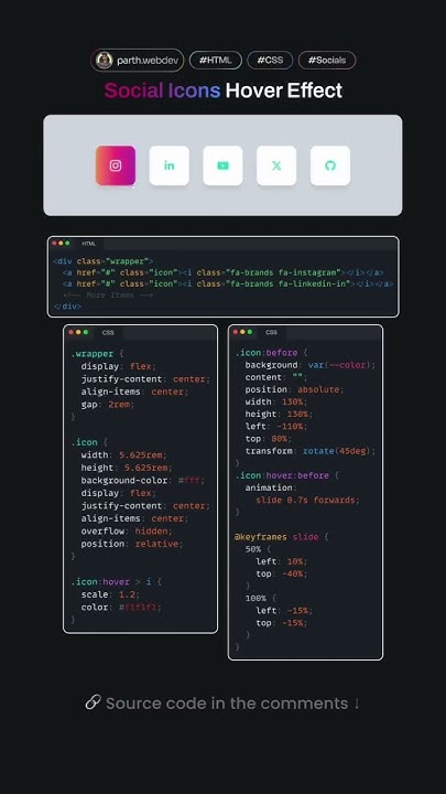 Social icons Hover effect: #html #codinglife #viralvideo #shorts #youtubeshorts - YouTube