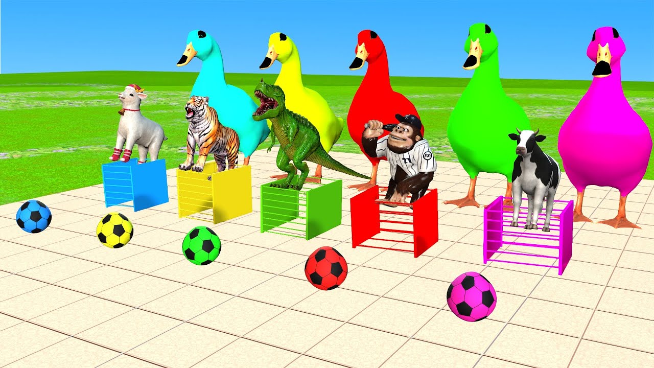 5 Giant Duck & Wild Animals Cage Game Cow Gorilla Rhinoceros Elephant ...