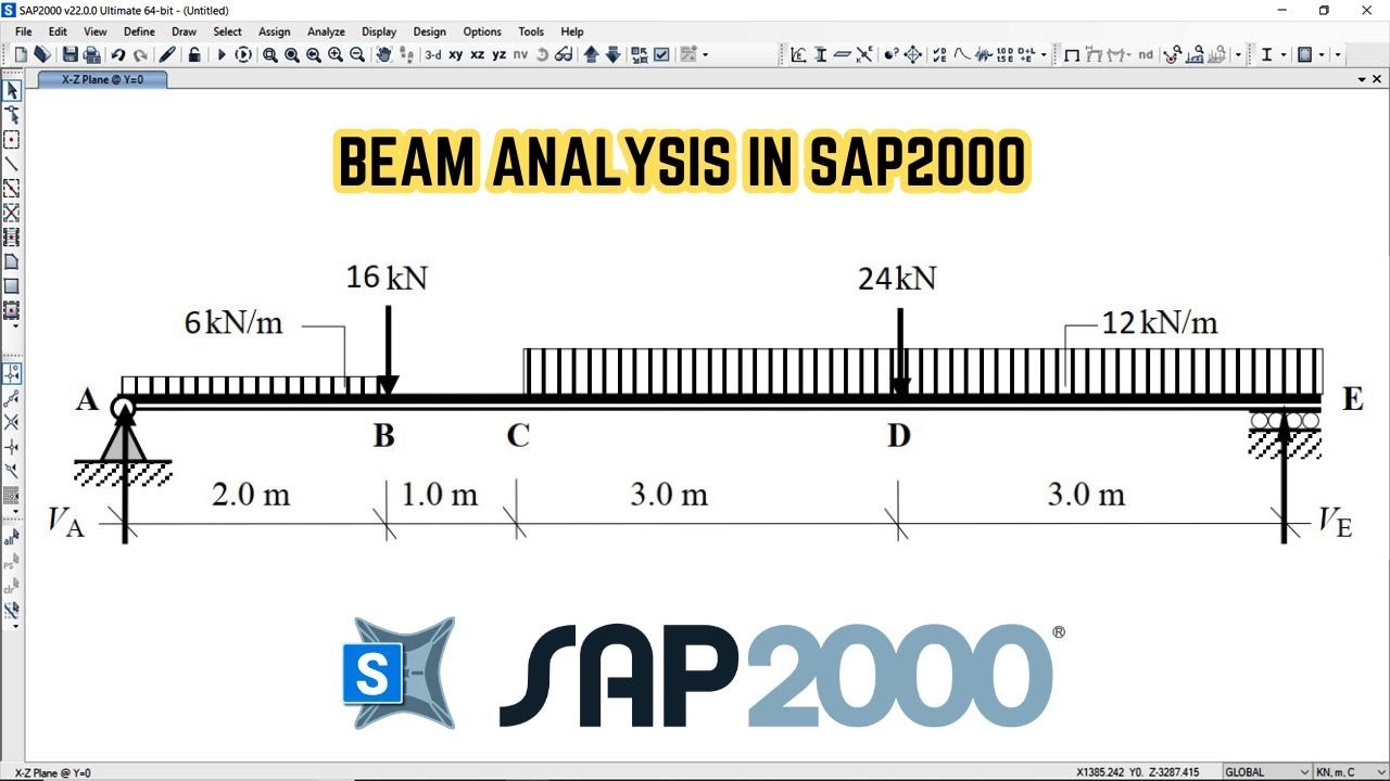 Beam Analysis in SAP2000 | Reactions, Shear Force & Bending Moment | 5 - YouTube