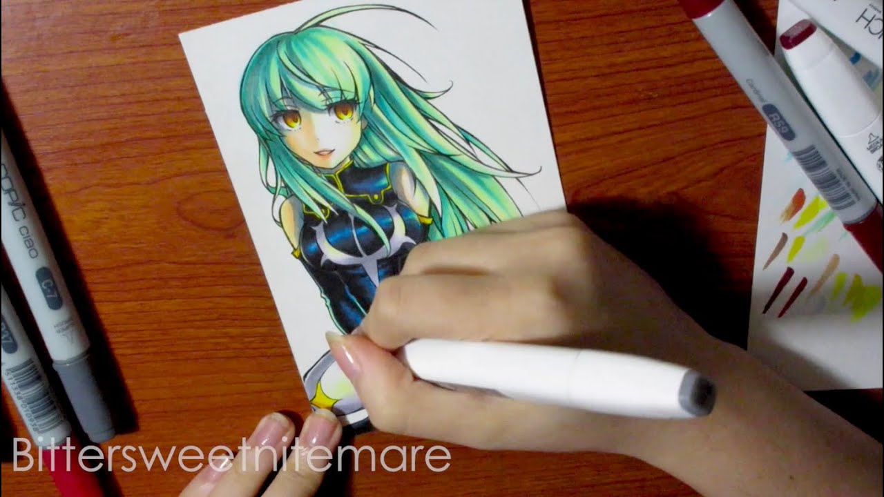 Copic Marker Drawing: C.C. from Code Geass - YouTube