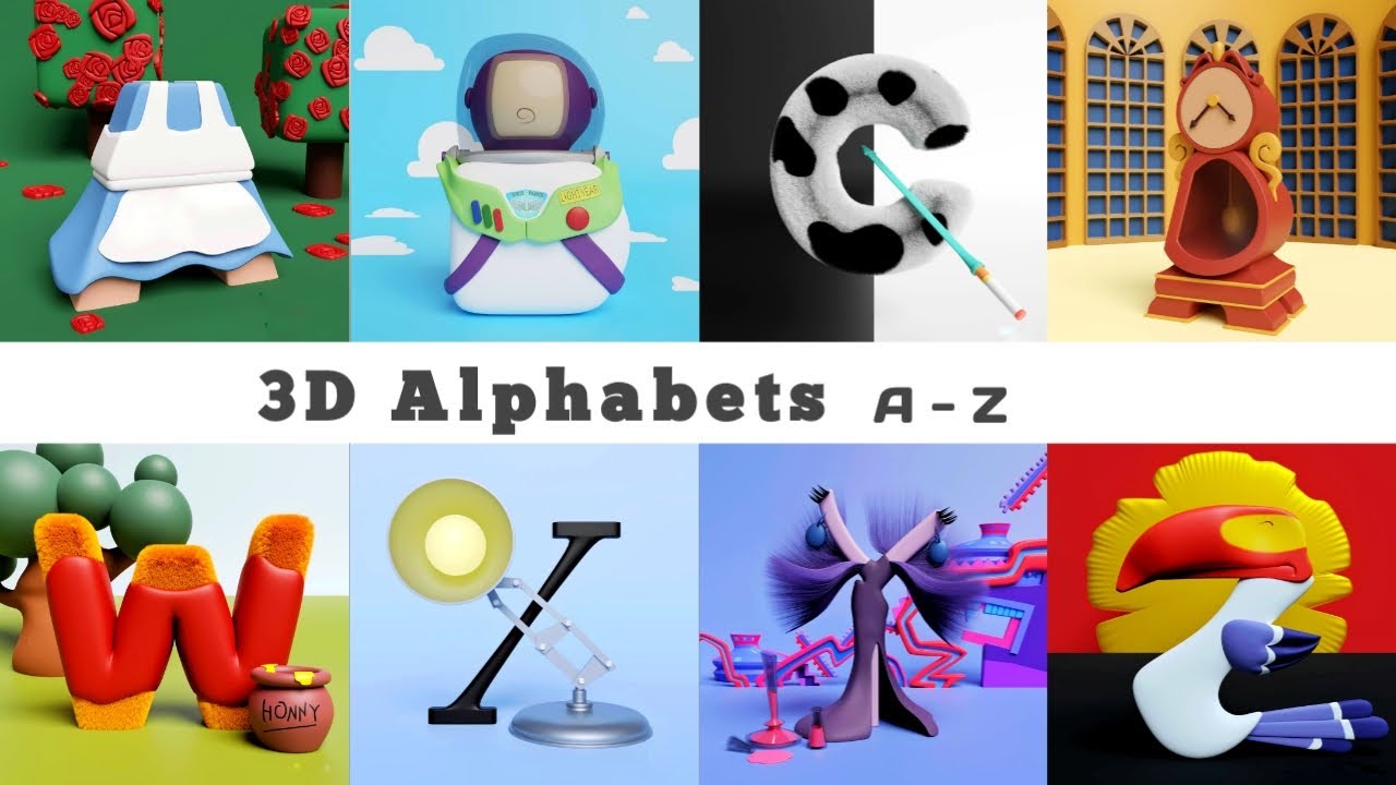 3D Alphabets A - Z_ 36 days of type. Stylish latter a-z. - YouTube