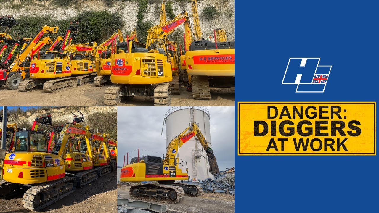 H. E. Services (Plant Hire) Ltd - Danger: Diggers at Work! - YouTube