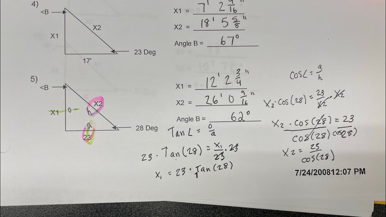 Solving for missing sides with trig- Pipe Trades Pro - YouTube