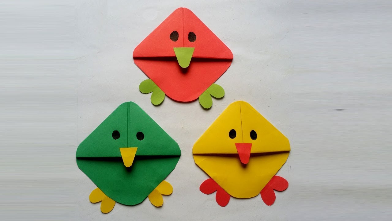How To Make Paper Chicken/ Paper Chicken Corner Bookmarks !!!! - YouTube