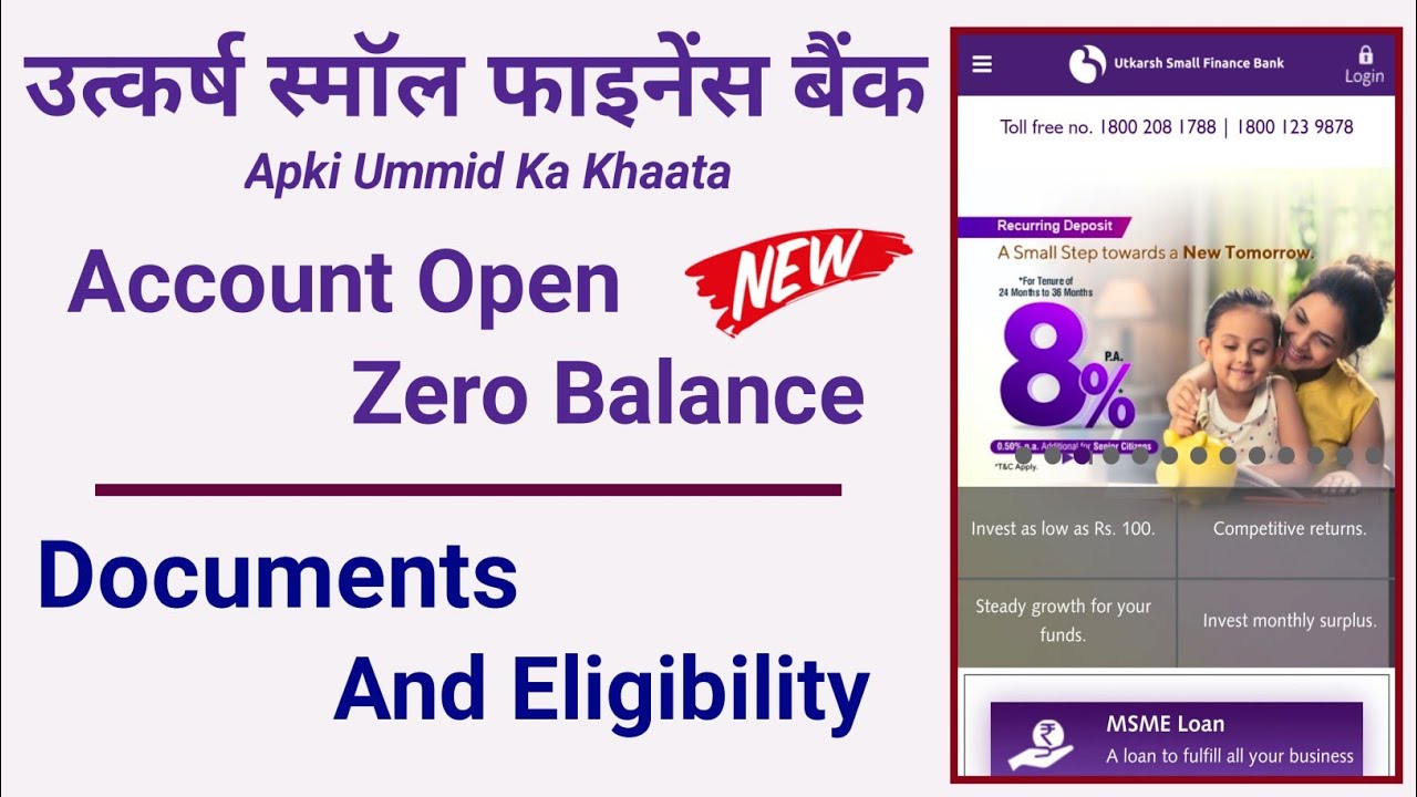 Utkarsh Small Finance Bank Account Open Online | How To Open Utkarsh ...