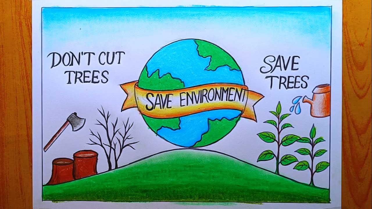 Environment drawing || Environment safety drawing - YouTube