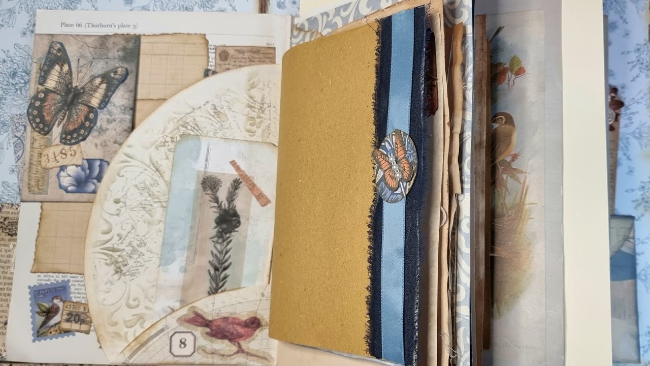 Decorating Pages of the Vintage Blue Journal - YouTube