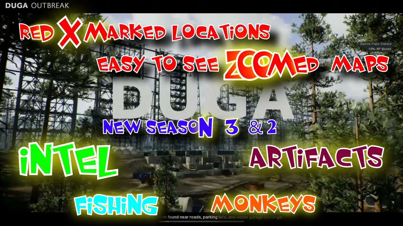 DUGA SEASON 3 & 2 INTEL, ARTIFACTS, MONKEYS, FISHING, RED X LOCATION ...