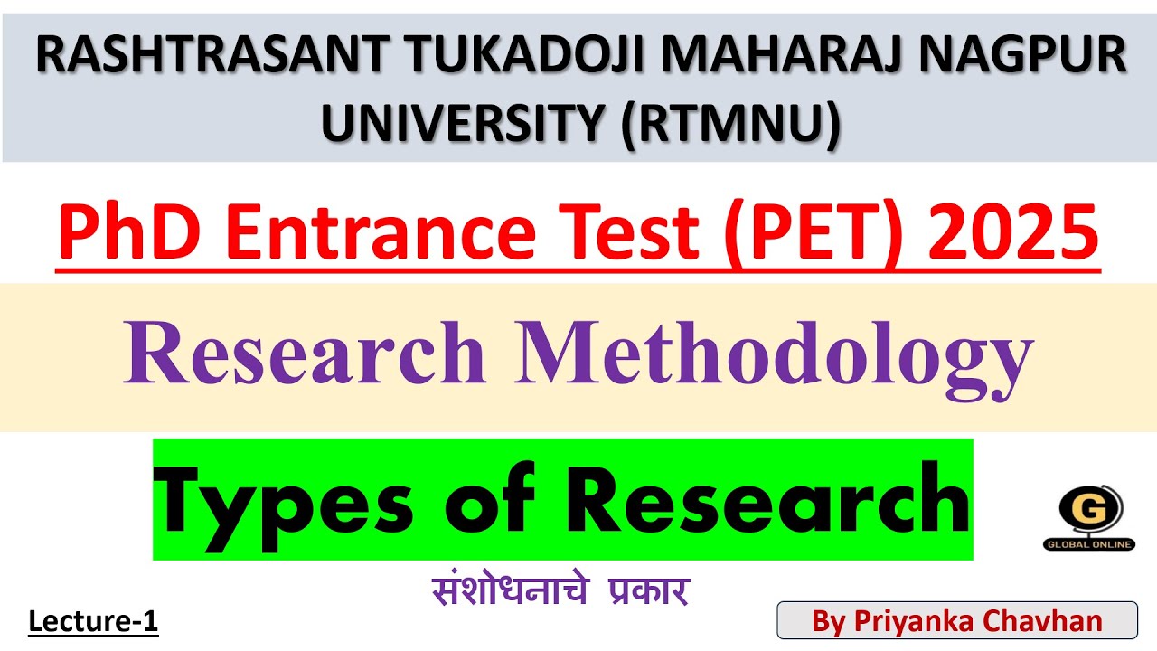 RTMNU PhD Entrance Exam 2025 | Types of Research | संशोधनाचे प्रकार ...