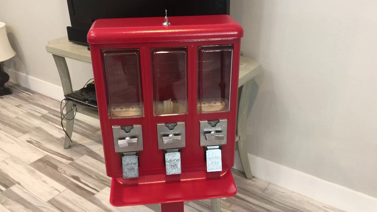 Coin Mechanism Test Triple Shop Bulk Candy Vending Machine - YouTube
