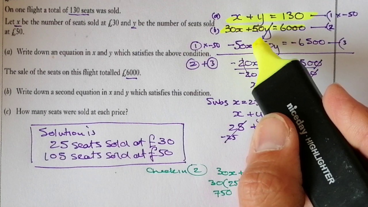 Simultaneous Equations Exam Questions - YouTube