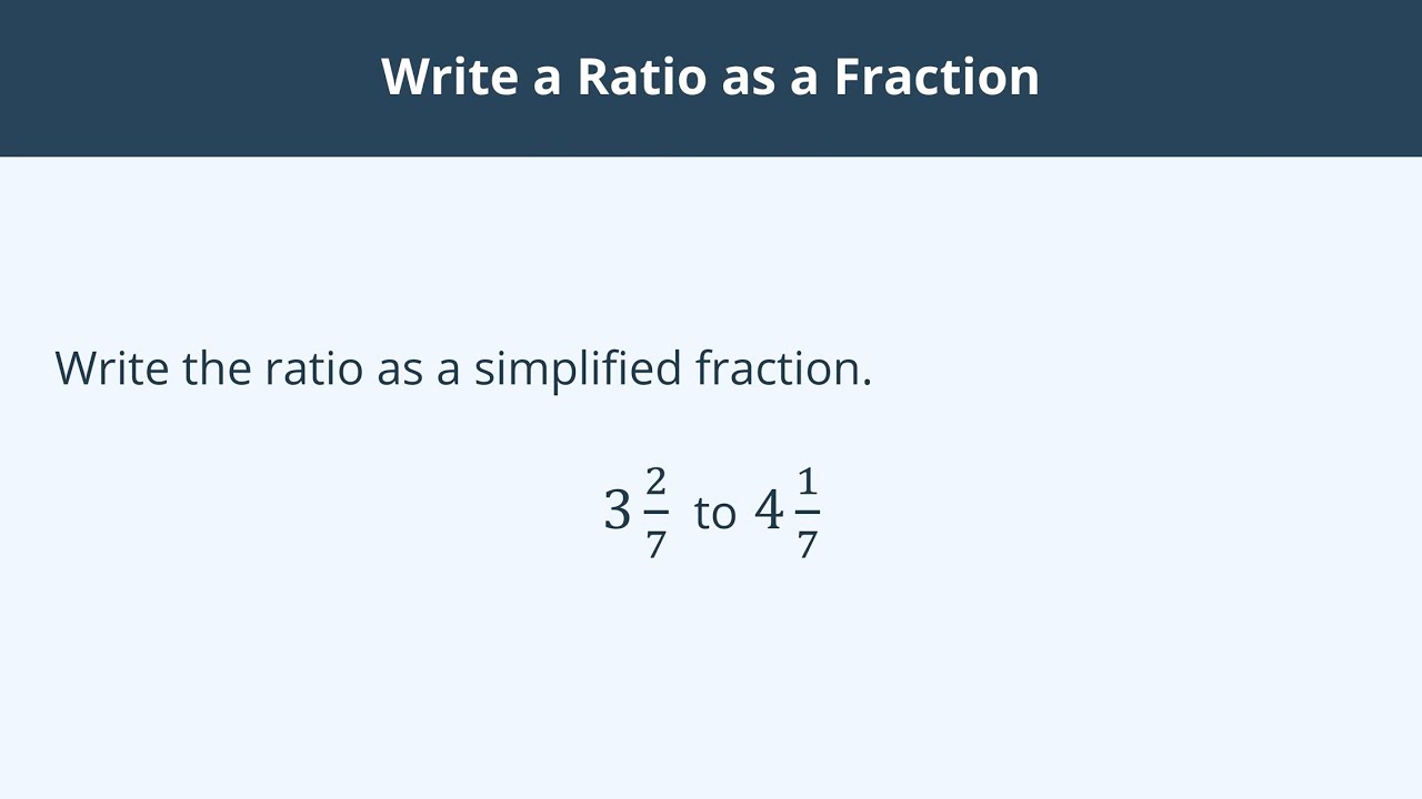 Write a Ratio as a Fraction - 1 - YouTube