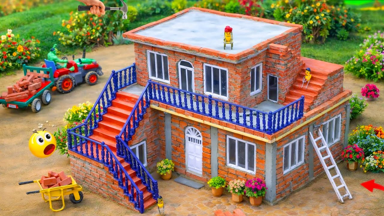 Making diy mini house Construction Process | mini diy bricks and ...