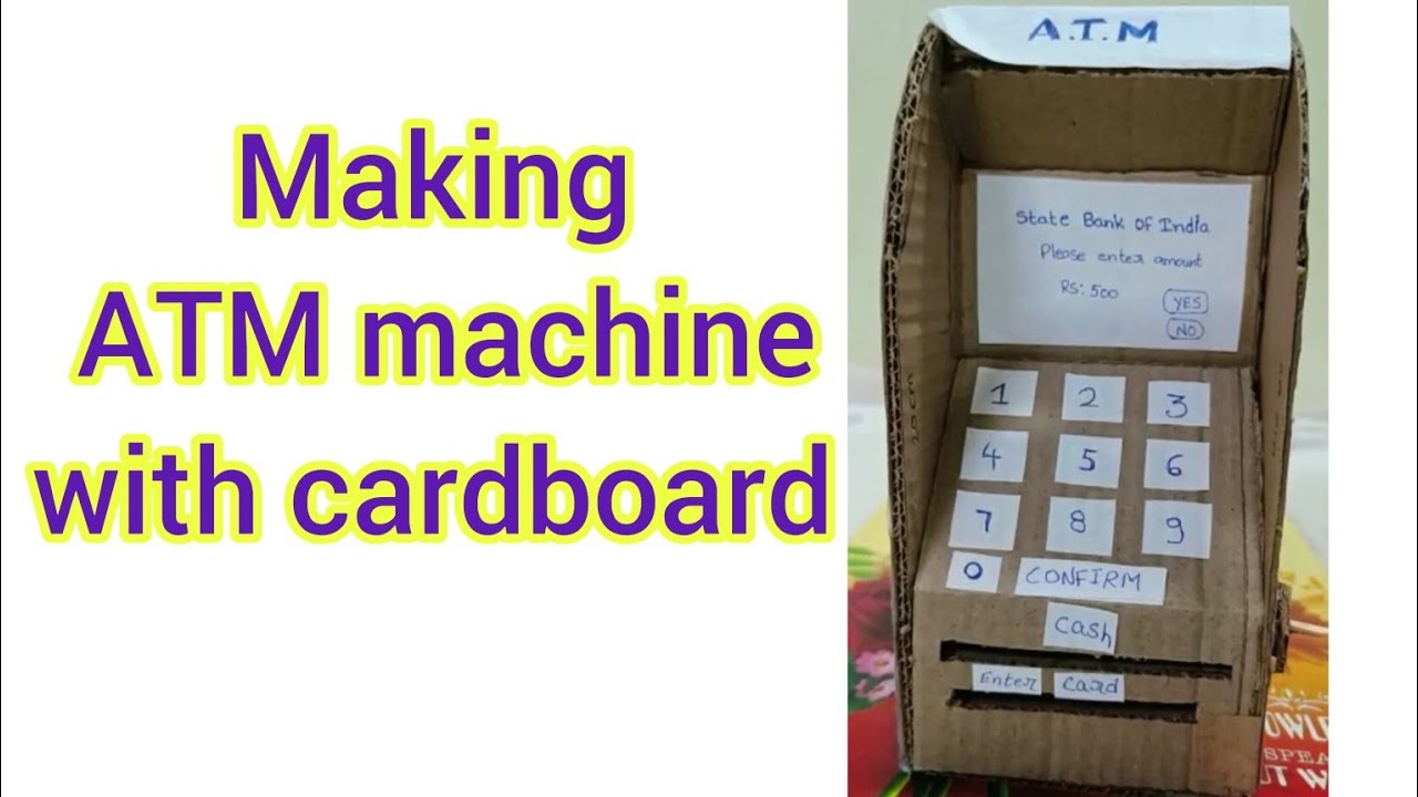 Making ATM Machine with cardboard @MadhuSri9 #cardboardcrafts ||#ATM ...