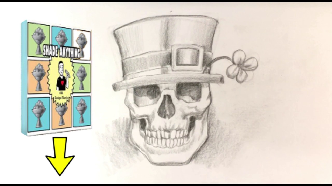 How to Draw St Patrick's Day Skull - Draw Tattoo Art - YouTube