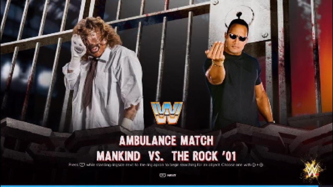 WWE 2K24 | Mankind vs The Rock Ambulance Match - YouTube