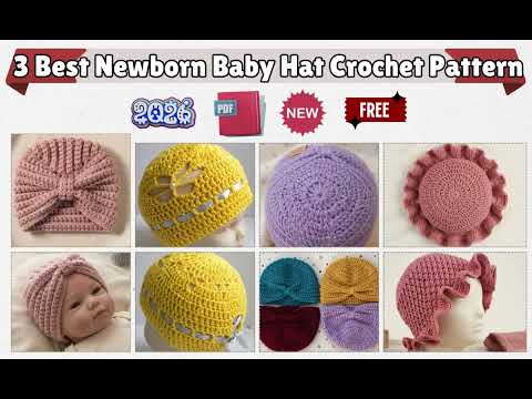 4 Easy Baby Hat Crochet Pattern PDF Free | 0-3 Months Newborn Crochet Hats & Turban Patterns