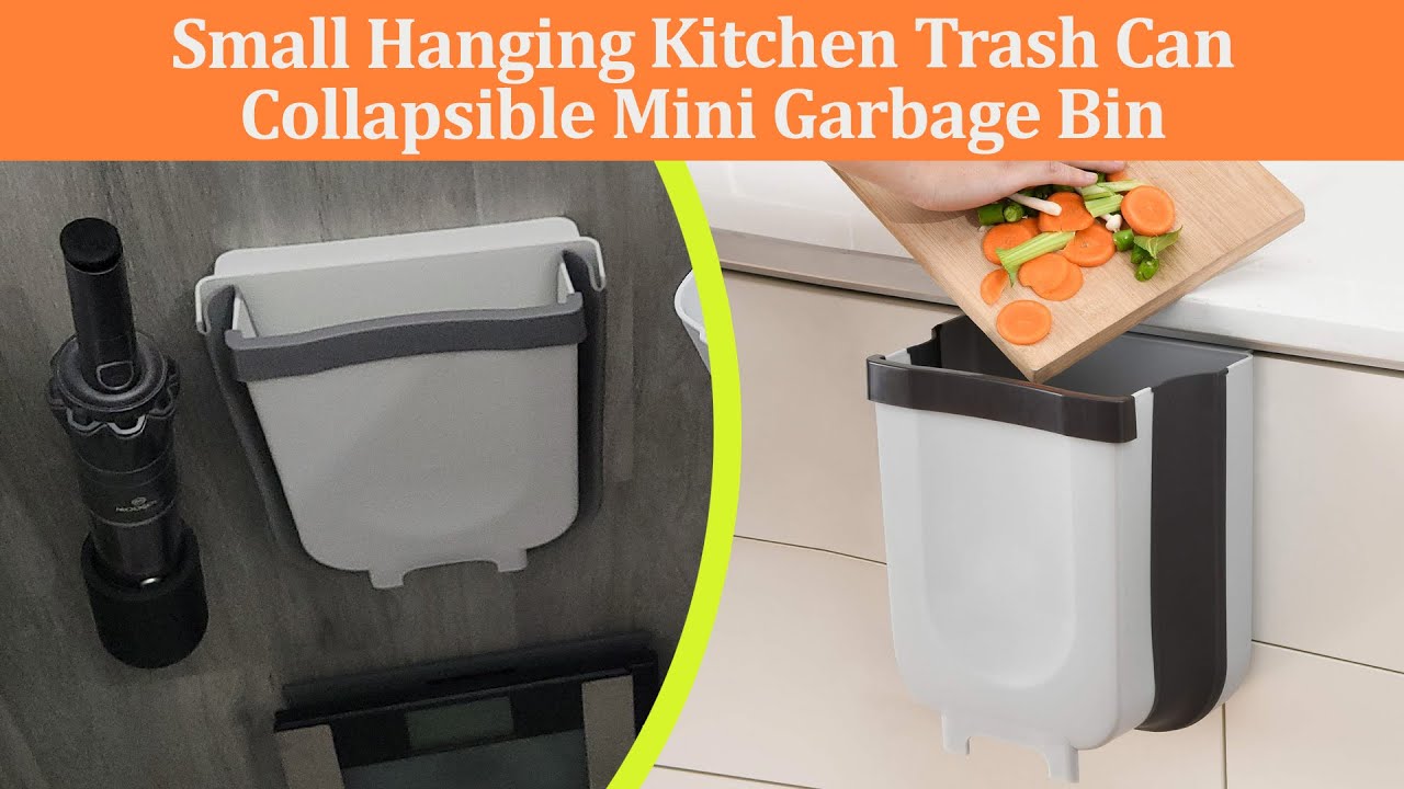 Small Hanging Kitchen Trash Can, Collapsible Mini Garbage Bin for ...