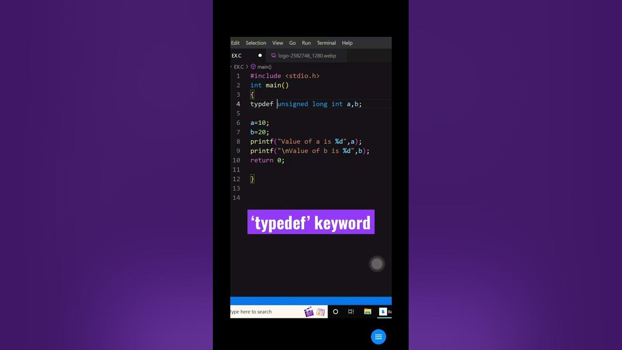 Typedef Keyword In C Programming Shorts Programming Cprogramming Programmingshorts